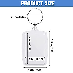 Lusofie 10Pcs Clear Photo Keyring Keychain Acrylic Photo Picture Keychains Double Sided Picture Holder with Split Ring for Family Friend Photo Crafting Gift(2.1inch x 1.57inch)