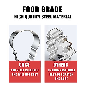 16 Pcs Halloween Cookie Cutters Halloween Set with Decorating Instructions Stainless Steel Pumpkin Witch Hat Cat Bat Skull Ghost Candy Coffin And More