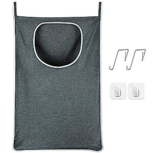 KINGSUSLAY Hanging Laundry Hamper, Over The Door Laundry Hamper and Hanging Laundry Bag, Extra Large Space Saving Hanging Hamper with 2 Types Hooks (35x 22Inch, Heather Grey)
