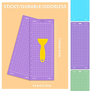 HTVRONT Strong Grip Cutting Mat For Cricut Joy - 3 Pack 4.5X12 Stronggrip Quilting Mats For Cricut Joy Bundle, Purple Adhesive Cutting Mats Replacement Accessories for Cricut