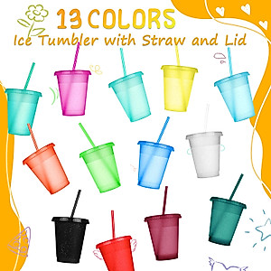 Cups with Straws and Lids Kids Tumbler with Straw Reusable Water Bottle Iced Coffee Travel Mug Cup Adults Plastic Cups for Parties Birthdays 16 oz (Modern Colors, 30 Pack)