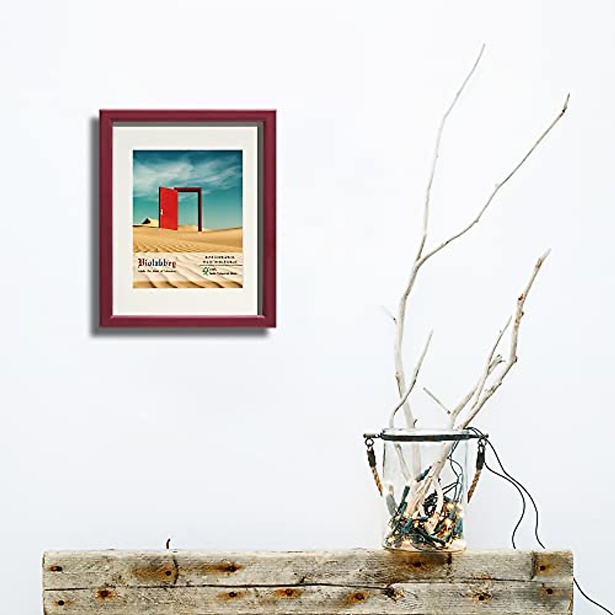 VIOLABBEY 11x14 Picture Frames Red Set of 4, Fits 8x10 Pictures with Mat or 11x14 Photos without Mat, Photo Frame with Real Glass, Vertical or Horizontal for Wall and Tabletop Display