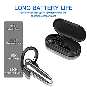Bluetooth Headset for Cell Phone, Wireless Bluetooth 5.1 Earpiece Single-Ear Headset Hands-Free Earphones,in Mic with Charging Case, for Office Driving Calling Compatible Android/iPhone.