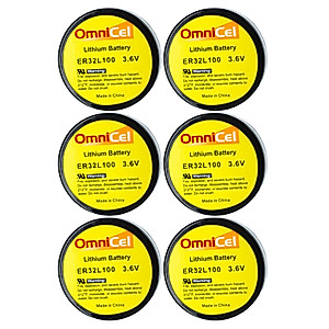 6x OmniCel ER32L100 3.6V 1.7Ah Size 1/6D Lithium Battery Nickel Pin For Smart Munitions, Intrusion Sensors, Invisible Fencing,RFID Tracking, Asset Tracking, Theft Prevention, Locator Beacons