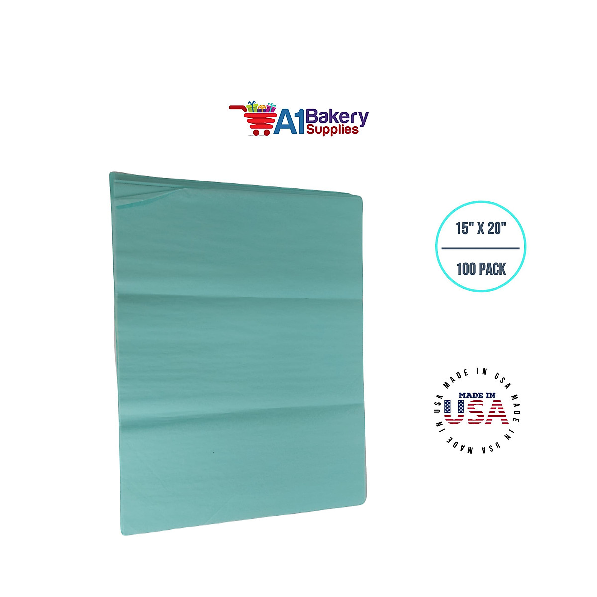A1 Bakery Supplies Pistachio Green Bulk Tissue Paper 15 Inch x 20 Inch - 100 Sheets Premium Paper