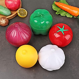 Lichma 5pcs Plastic Vegetable Storage Box Lemon Onion Tomato Green Pepper and Garlic Insurance Container Fruit Food Fresh-Keeping Reusable (5pcs)