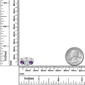 Gem Stone King 925 Sterling Silver Promise Name Engraved Customized Personalized 3 Gemstone Birthstone For Her 3-Stone Engagement Ring For Women (Size 7)