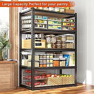 REIBII Garage Shelving, 2000LBS Storage Shelves Heavy Duty Shelving 72''H 5 Tier Metal Shelves for Garage Shelves Adjustable Shelving Units and Storage for Closet Pantry Shelf, 72"H x 35.5"W x 15.8"D
