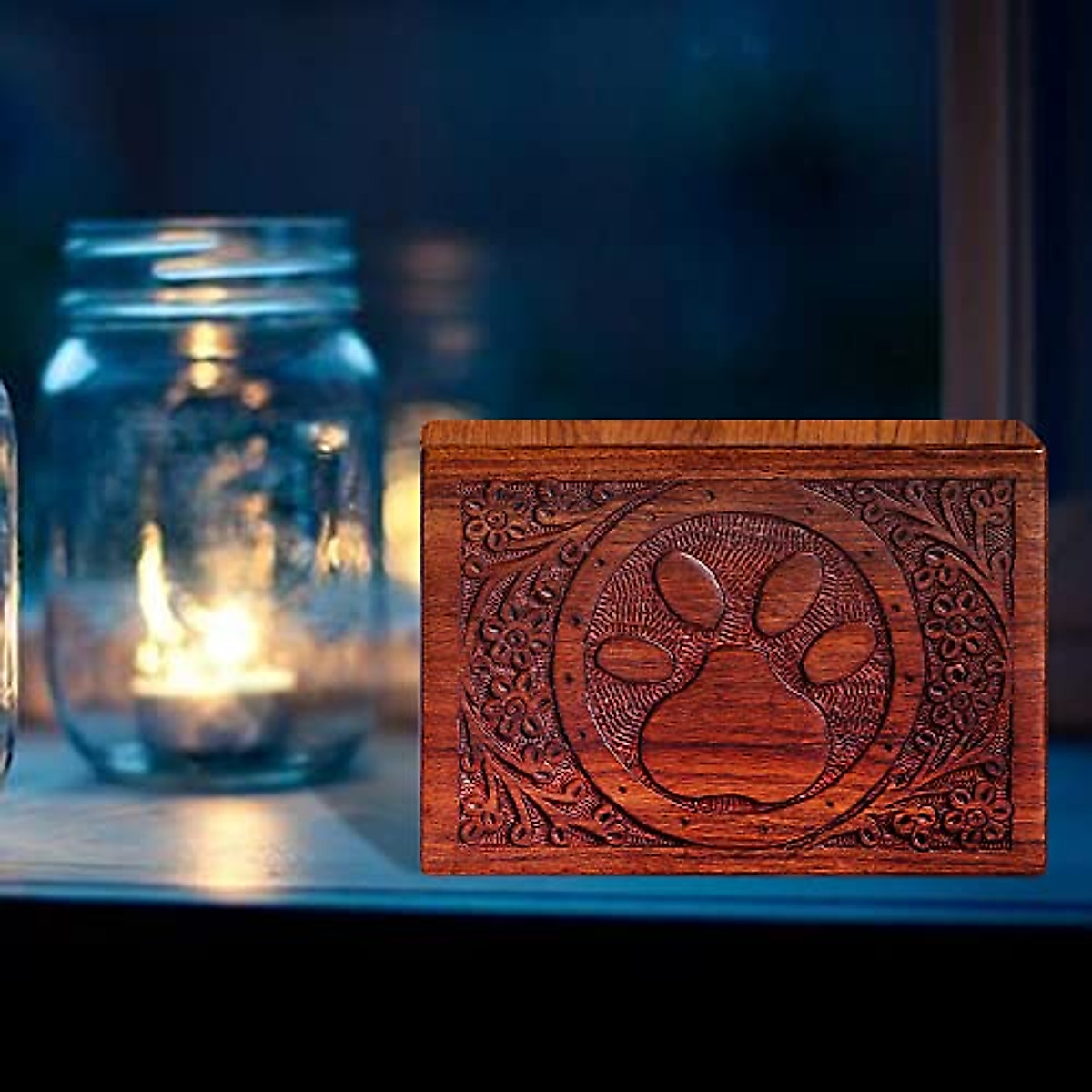 EARTHLY HOME Keepsake Urn for Ashes, Wooden Urn for Human Pet Ash, Funeral Cremation Urn for Ashes Cat Dog Urn, Urns Box For Kids Men Adult, Dog Ashes Urn - Extra Small (5 X 3 X 2.25 inches), Bordered