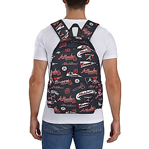 Annod Industries Atlanta Braves Baseball Backpack, Lightweight Casual School Backpacks Bags for Men Women Book Travel Hiking Camping Work, 16.9 Inch