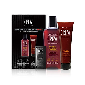 American Crew Gift Set, Firm Hold Gel 8.4 fl. oz. Daily Deep Moisturizing Shampoo 8.4 fl. oz. Precision Shave Gel Sachet