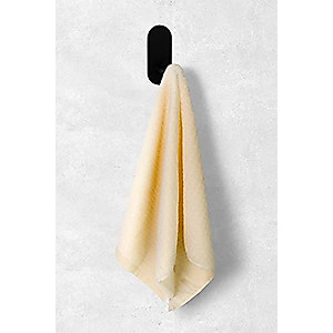 Ambrosya - Towel Holder Without Drilling - Adhesive Bathroom Coat Decoration Robe Hook Self-Adhesive Wall (1 Hook, Stainless Steel (Black))