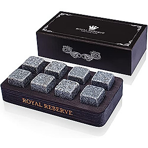 Whiskey Stones Gift Set by Royal Reserve | Artisan Crafted Reusable Refreezable Chilling Cooler Rocks for Scotch Bourbon – Modern Stocking Stuffer for Guy Men Dad Boyfriend Anniversary or Retirement