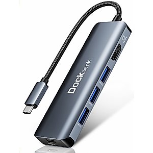 8K HDMI USB C HUB, 5-in-1 USB-C Multiport Adapter, Dockteck USB Dock Dongle with 8K 30Hz/4K 120Hz/4K 60Hz HDMI, 100W PD, 3 x USB 3.0 for Steam Deck, MacBook Pro/Air M1, iPad Pro/Air, Surface Pro 7/8/X