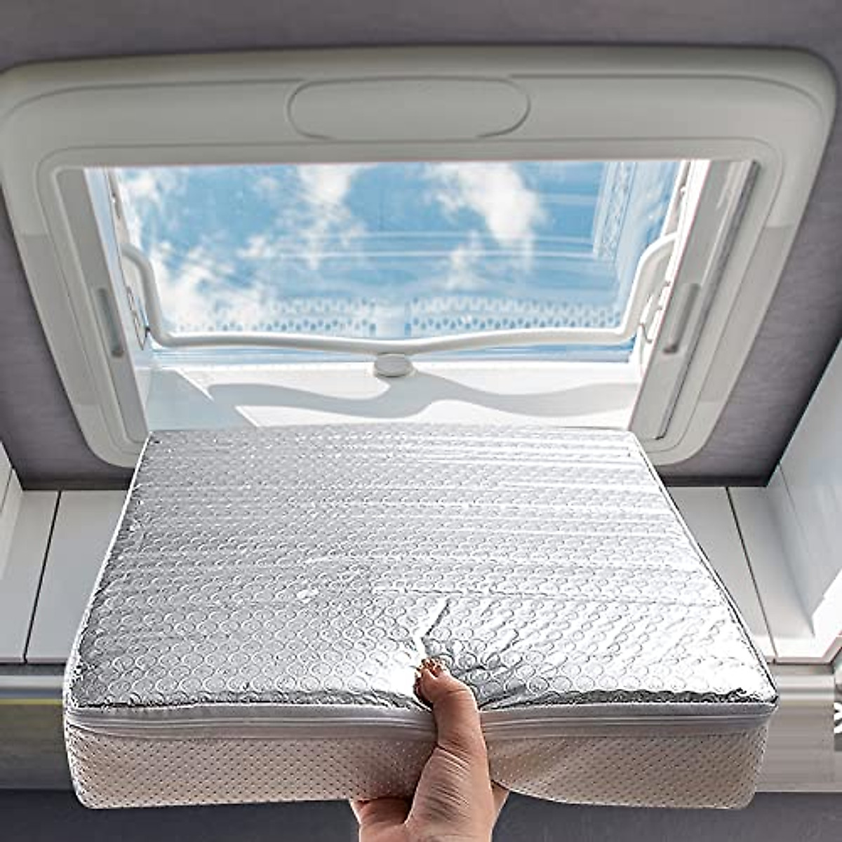 Losrik 2Pack RV Vent Insulator - 14″x14″x3″ RV Skylight Cover with Reflective Surface, Camper Skylight Shade Thick Insulating Foam Instant Energy Savings for Travel Trailers