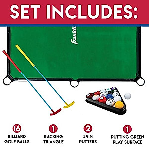 Franklin Sports Billiards Mini Putt Golf - Mini Golf + Pool Combo Game - Fun Indoor + Outdoor Family Game for Kids + Adults - Solo + Multiplayer Game