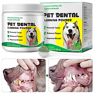 Dog Teeth Cleaning Powder，Dog Dental Powder，Dog Breath Freshener Powder with Probiotics for Bad Breath, Plaque, Tartar Remover - Dental Supplies - 80g