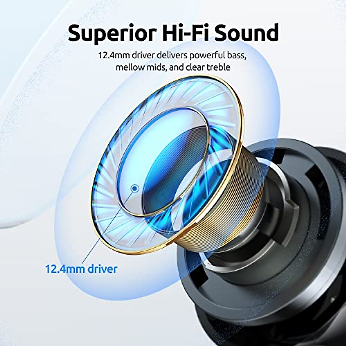 Wireless Earbuds Truefree T1 Bluetooth 5.0 Headphones in-Ear Stereo Earphones with 4 Mics AI ENC for Clear Calls, 60ms Low Latency Game Mode, Touch Control, Total 30 Hours of Playtime, Immersive Sound