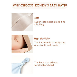 Konssy 8 Pack Baby Newborn Hats Set Knot Beanie Hats Soft for Infant Baby Girls Boys Caps 0-6 Months