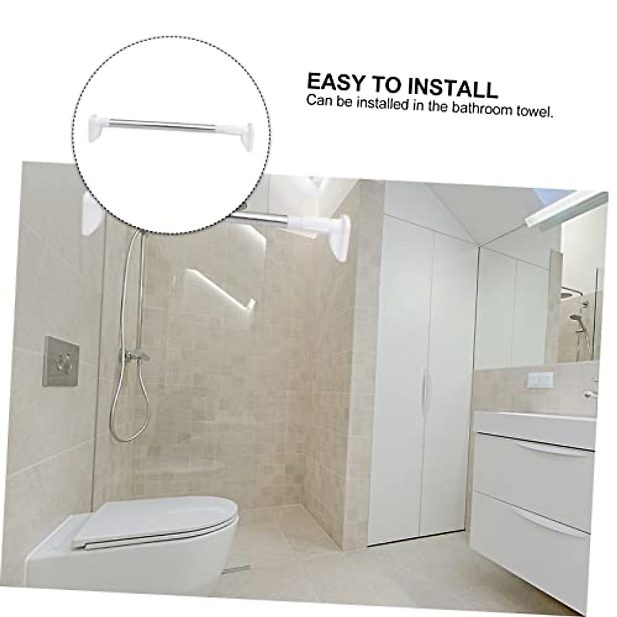 LIFKOME 3 Pcs Stainless Steel Roman Rod Rv Shower Curtain Shower Rod Holder Brown Curtain Rod Clothes Drying Rod Clothes Rod White Tension Curtain Rod Punch-free Curtain Rod Towel Rail Rv