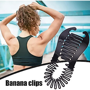 3Pcs Banana Hair Clips for Women - Banana Hair Clips, Banana Clips Hair for Fine Hair, Soft Bendable Hair Combs, Banana Clips Hair for Thick Hair (Brown+Black+White)