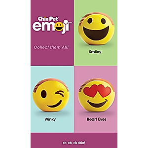 Chia Pet Emoji Smiley with Seed Pack, Decorative Pottery Planter, Easy to Do and Fun to Grow, Novelty Gift, Perfect for Any Occasion