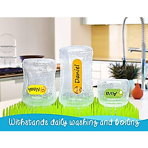 Baby Daycare Bottle Bag Labels, Self-Laminating, Waterproof Write-On Name Stickers, Assorted Sizes & Colors, Pack of 64