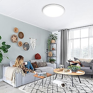 SunRider LED Flush Mount Ceiling Light Fixture, 5000K Daylight White, 2400LM, 12 Inch 24W White Round Flat Ceiling Lights, 240W Equiv. Non-Dimmable