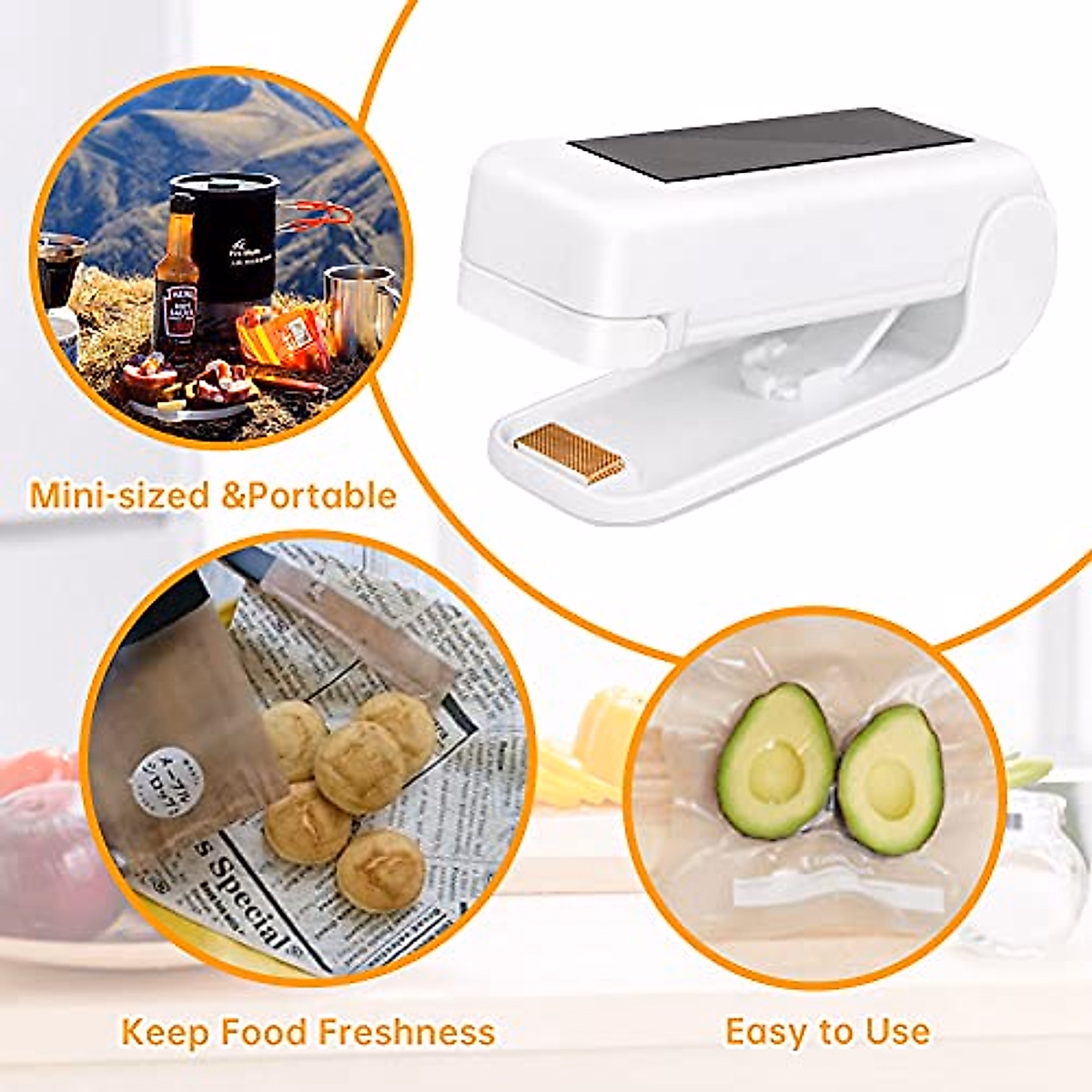 QianHeng Mini Bag Sealer,Portable Plastic Bag sealer,Handheld Mini Heat Sealer for Chip、Snack Fresh Bag、Food Storage, White