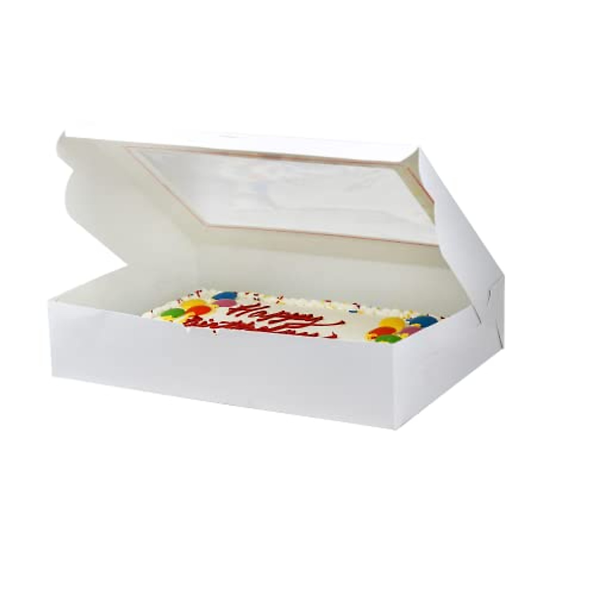 Great Credentials Large White Bakery Cake Box, Clear Cellophane Window, Premium Quality Paperboard 19” x 14” x 4” Pack of 10