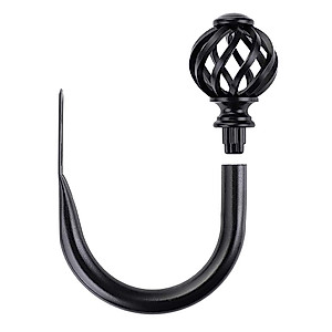 Sumnacon Set of 2 Metal Curtain Holdbacks - Wall Mounted Drapery Tiebacks with Screws, Decorative Window Treatment Holdbacks for Bedroom, Livingroom, Office, Black