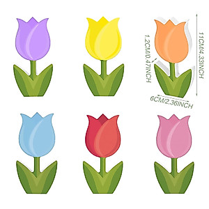 6 Pcs Easter Wooden Tulips Tiered Tray Decor Farmhouse Wood Tulips Table Decorations Spring Tiered Tray Decor Easter Wooden TulipsSign for Shelf Tabletop Easter Party Home Tie Trays (Pink, One Size)