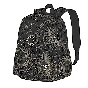 Sun Moon Backpack Book Bags Lightweight Casual Laptop Backpacks Travel Daypack For Man Woman