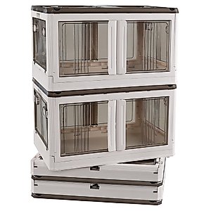 Teyyvn 4-Pack 5-Opening Collapsible Stackable Storage Box with Wheels, 50 L Large Stackable Storage Bins with Lid