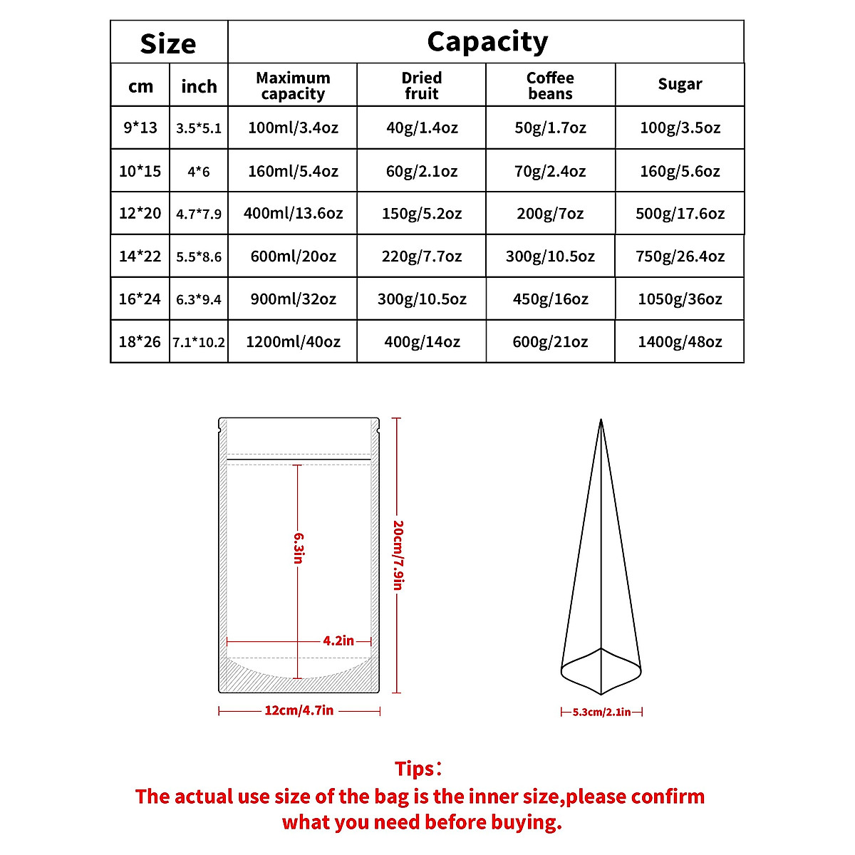 100 Pack Resealable Stand Up Bags,4.7" x 7.9" Smell Proof Pouch Sealable Foil Pouch Bags for Packaging (White)