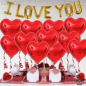 KatchOn, I Love You Balloons Set - Pack of 20 | Red Love Balloon, Romantic Decorations Special Night, Red Heart Balloons | Valentine Balloons for Valentines Day Decor, I Love You Balloons For Him