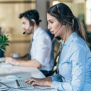 RJ9 Phone Headset for Office Phone with Noise Cancelling Microphone, Binaural Telephone Headsets Work for Yealink T21P T23G T27G T29G T33G T41P T41S T46S T46G T48S T53W Avaya 9608 9611 9630 J169 J179