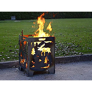 SuperHandy Incinerator Cage Fire Box Reindeer Christmas/X-Mas Tree (Develops Patina Finish) Heavy Duty Steel Large 21"x 21"x 27" inches for Burning Wood at Bonfire, Beach Pit or Backyard Gathering