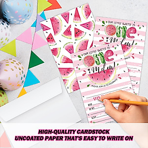 haipino Birthday Party Invitations for Girls Kids, Watermelon Birthday Invites (20 Sets 4" x 6" Cards with Envelopes) - JY655