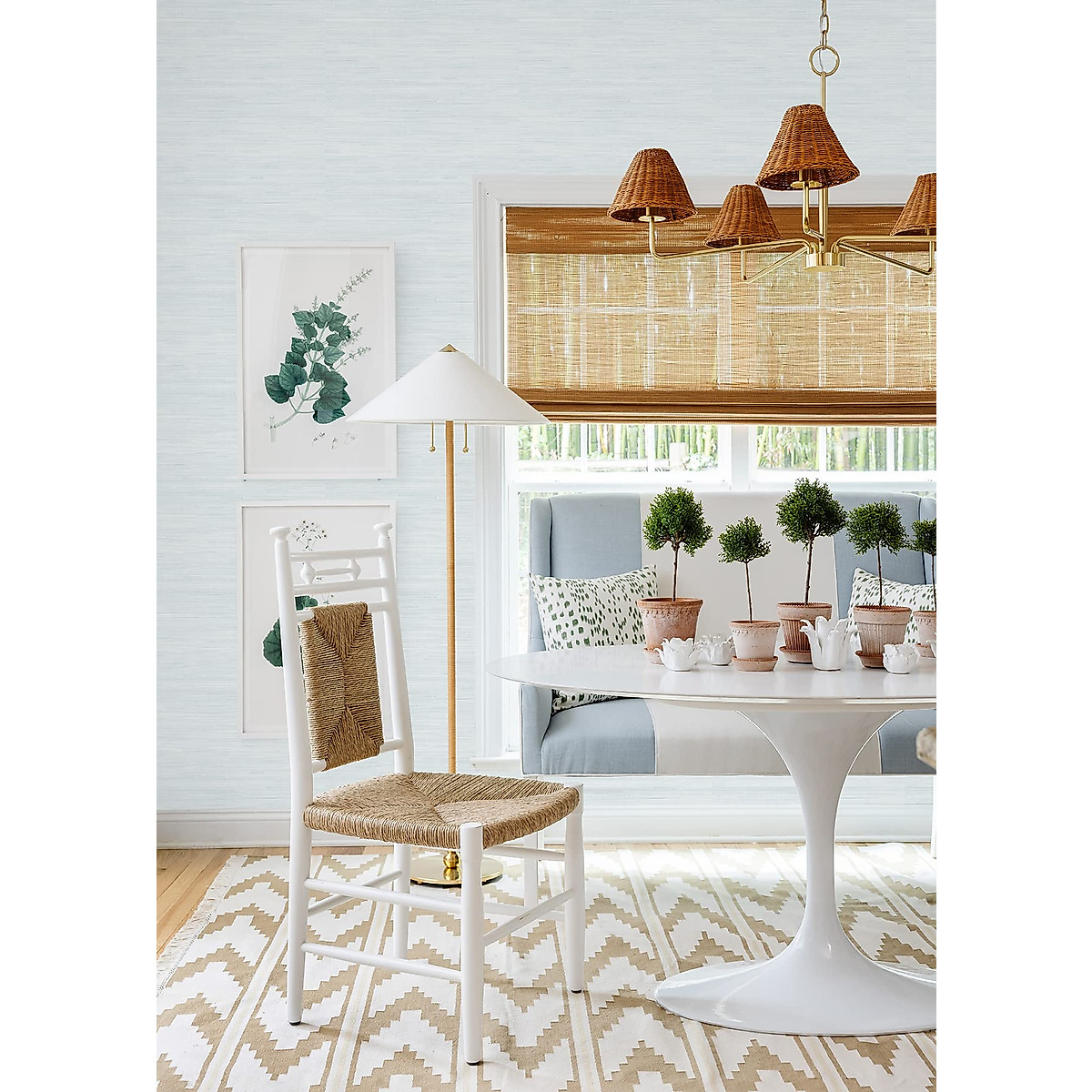 NuWallpaper x Social Social Whisper Blue Classic Faux Grasscloth Peel & Stick Wallpaper