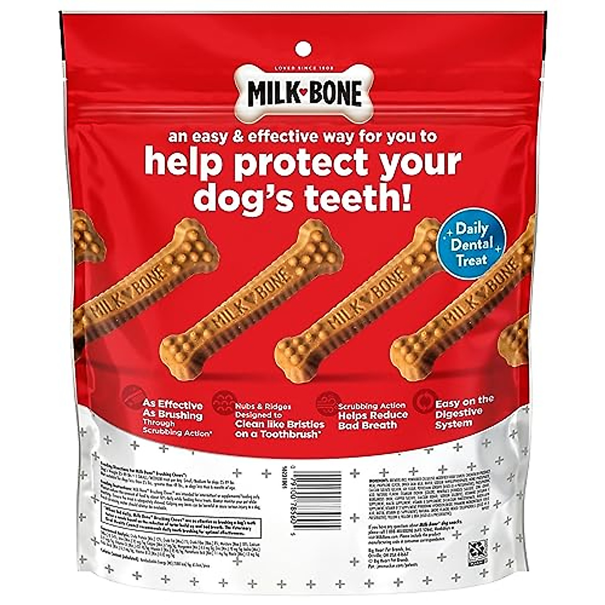 Milk-Bone Original Brushing Chews, 35 Small/Medium Daily Dental Dog Treats Scrubbing Action Helps Clean Teeth