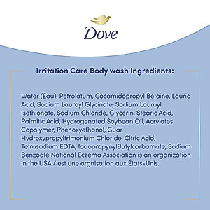 Dove Irritation Care Body Wash For Sensitive Skin and Eczema-Prone Skin Fragrance Free and Sulfate Free Ultra-Moisturizing for Dry, Itchy Skin 22 oz