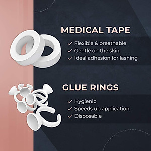 700 PCS Lash Extension Supplies Kit For Eyelash Techs | 100 Under Eye Pads | 200 Micro Brushes | 100 Disposable Mascara Wands | 200 Lip Brushes | 100 Glue Ring Holder | 2 Medical Tape | Eyelash Tools