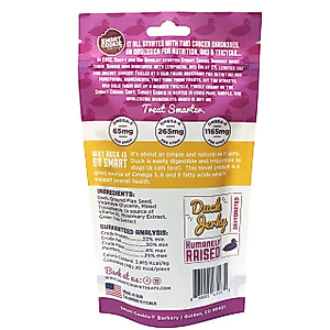 Smart Cookie Duck Jerky Dog Treats with Flax Seed, Omega Oils- Hypoallergenic Strips for Dogs and Puppies with Allergies, Sensitive Stomachs - Dehydrated, Grain Free, Made in USA - 3oz Bag, Pack of 1