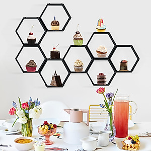 Black Honeycomb Hexagon Cake Display Stand