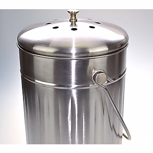 Kitchen Craft Large Food Waste Bin, Stainless Steel, 5 Litre