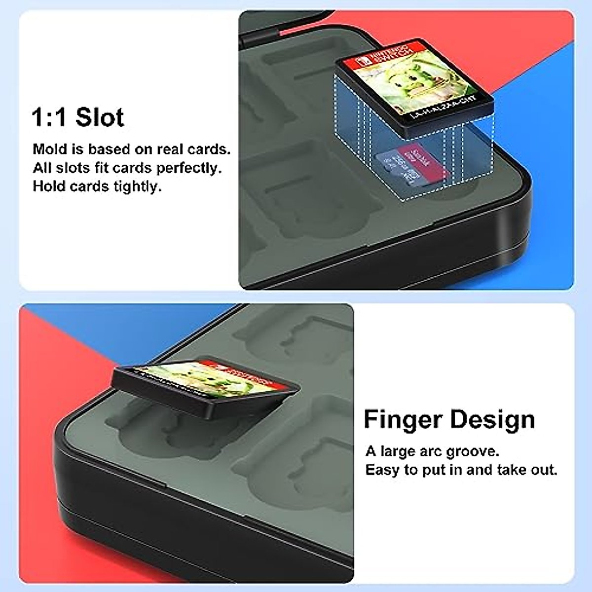 Paobas 48 Slot Game Card Case for Nintendo Switch Game Cards and Mirco SD Memory Cards, Portable Switch Lite/OLED Game Memory Card Storage Holder
