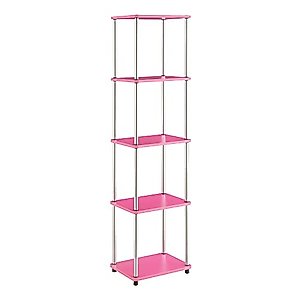 Convenience Concepts Designs2Go No Tools 5 Tier Tower, Pink/Chrome