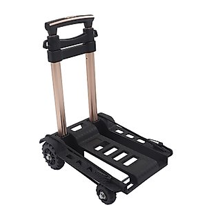 Natudeco Shopping Trolleys Heavy Duty Folding Hand Trolley with 4 Silent Wheels Adjustabled Pull Cart for Luggage Shopping 88lb Load Capacity