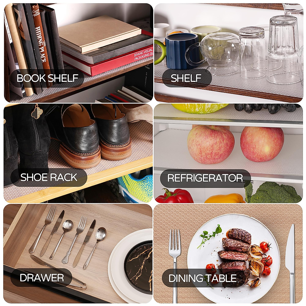 Shelf Liner Non Slip Kitchen Liners for Cabinets and Drawers,Non-Adhesive Drawer Liners Non Slip Waterproof Liner,Thick Strong Grip Kitchen Cabinet Liners for Shelves (12 inches x 20 Feet)